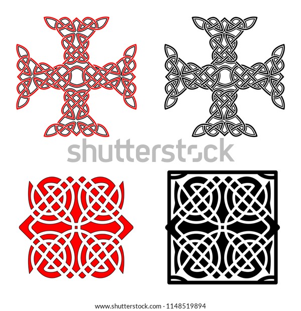 Set Celtic Square Knot Cross Druid Stock Vector (Royalty Free) 1148519894