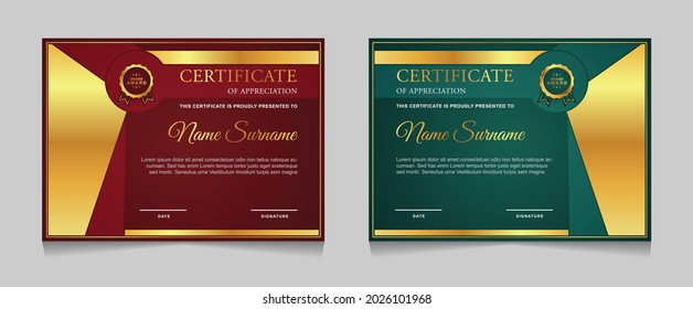 Set Certificate Achievement Border Design Templates Stock Vector ...