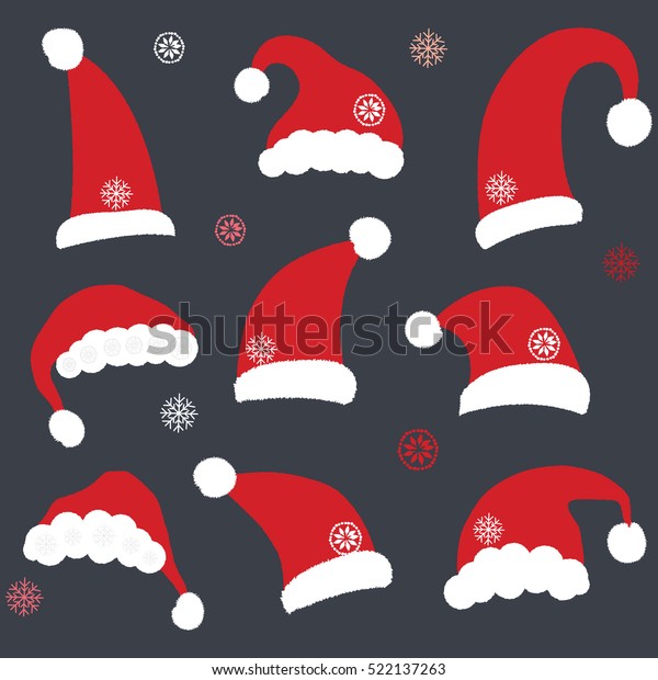 Set Chalkboard Santa Hats Stock Vector (Royalty Free) 522137263 ...