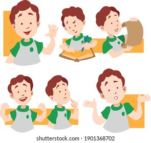 Set Character Drawings Student Didactic Material Stock Vector (Royalty ...