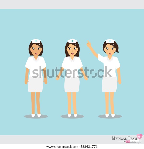 Set Characters Cartoon Nurse Various Activities Stock Vector (Royalty ...