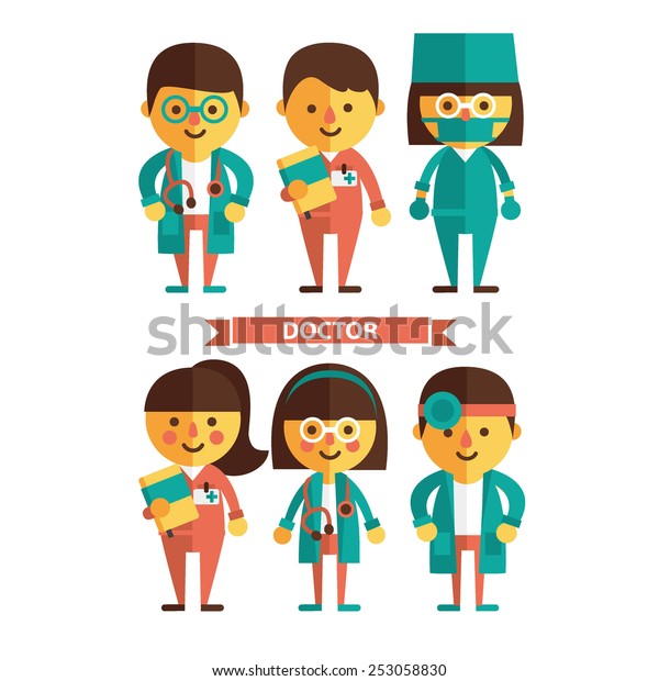 Set Characters Flat Style Doctors Surgeons Stock Vector (Royalty Free ...