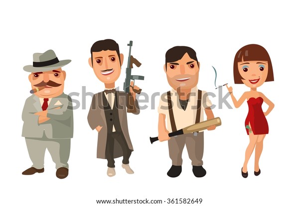 Set Characters Mafia Don Capo Soldier: เวกเตอร์สต็อก (ปลอดค่าลิขสิทธิ์ ...