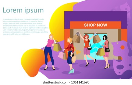 Set Characters People Shopping Vector Illustration Stock Vector ...