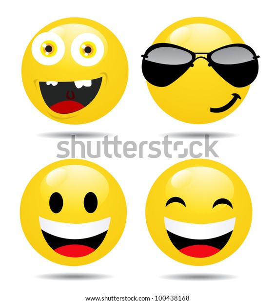 Set Characters Yellow Emoticons Stock Vector (Royalty Free) 100438168