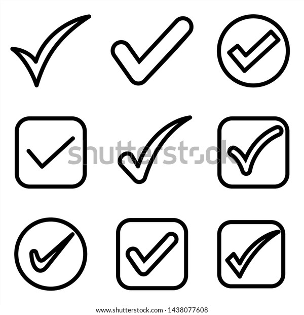 Set Check Mark Icon Symbol Check Stock Vector (Royalty Free) 1438077608 ...