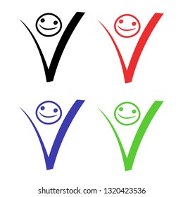 Set Checkmark Icons Smile Flat Design Stock Vector (Royalty Free ...