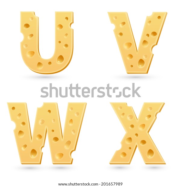 Set Cheese Letters Symbols Isolated On Stock Vector (Royalty Free ...