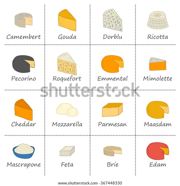 Set Cheese Type Icons Cartoon Hand Stock Vector (Royalty Free ...