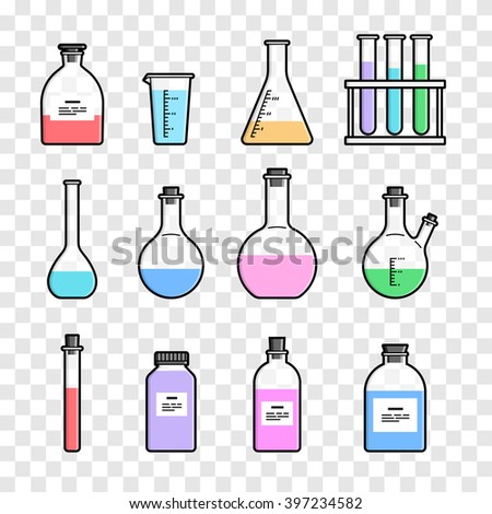 Set Chemical Flask Erlenmeyer Flask Distilling 스톡 벡터(사용료 없음) 397234582 ...
