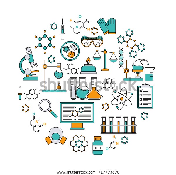 Set Chemistry Icons Stock Vector (Royalty Free) 717793690