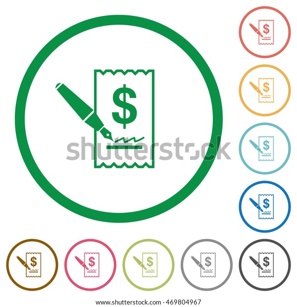 Set Cheque Signing Color Round Outlined Stock Vector (Royalty Free ...