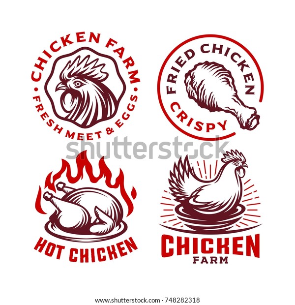 Set Chicken Label Business Template Illustration Stock Vector (Royalty ...