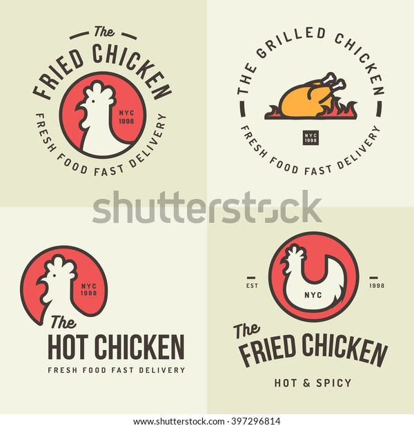 Vektor Stok Set logo daging ayam, lencana, spanduk, (Tanpa Royalti ...