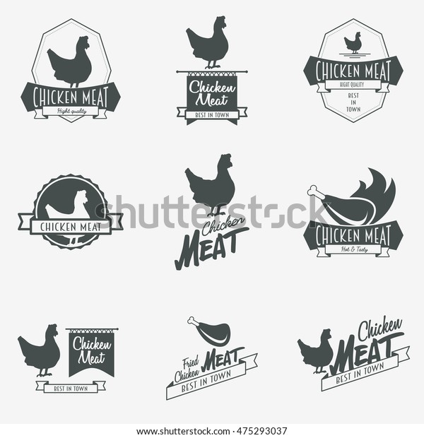 Set Chicken Meat Logo Symbol Label Stock Vector (Royalty Free ...