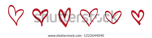Set Childish Hand Drawn Heart Symbols Stock Vector (Royalty Free ...
