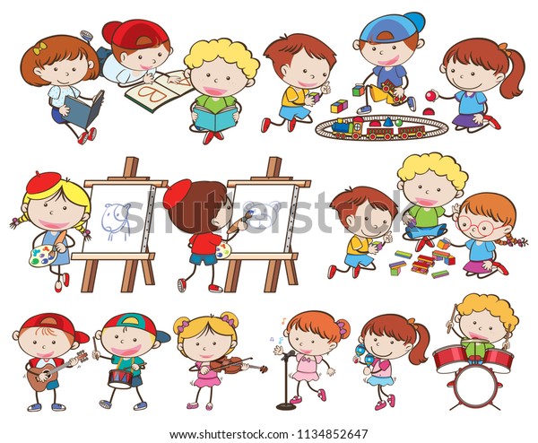 Set Children Activities Illustration Stock Vector (Royalty Free ...