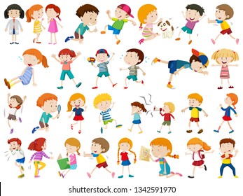 Kids Exercising Being Active Set Illustration Stock Vector (Royalty ...