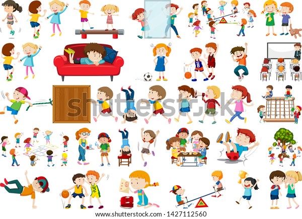 Set Children Character Illustration Stock Vector (Royalty Free ...
