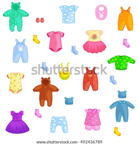 Set Children Clothes Vector Illustration Isolated Stock Vector (Royalty ...