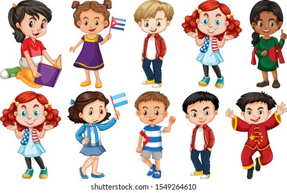 Set Children Different Countries Illustration Stock Vector (Royalty ...