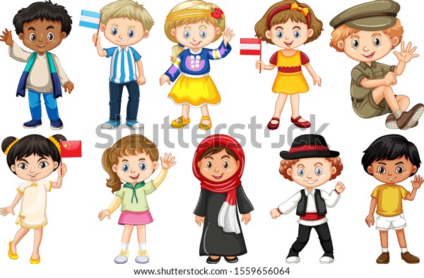 Set Children Different Countries Illustration Stock Vector (Royalty ...