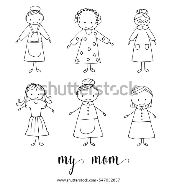 Set Children Drawing Mother Template Painting 库存矢量图（免版税）547052857 ...