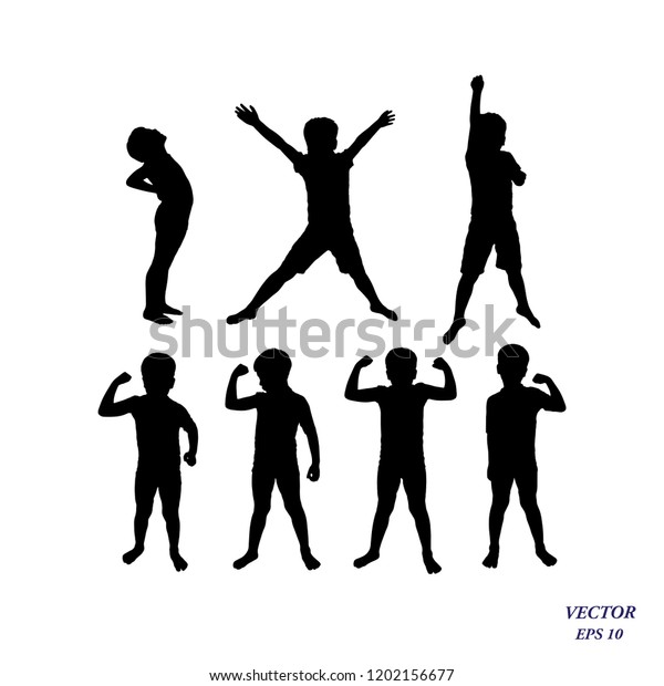 Set Children Powerful Vector Silhouette Confident Stock Vector (Royalty ...
