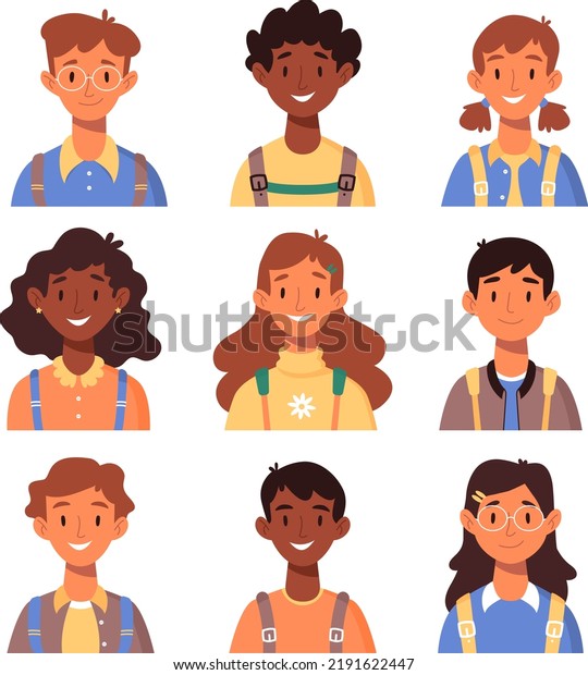 Set Childrens Portraits Set Smiling Faces Stock Vector (Royalty Free ...