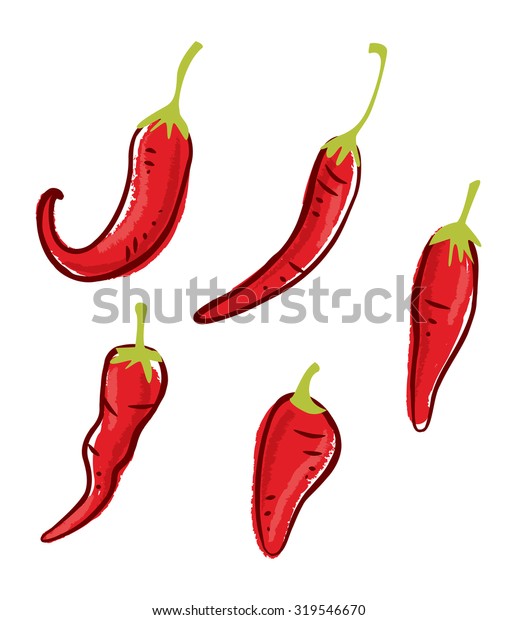 Set Chili Doodle Isolated On White Stock Vector (Royalty Free) 319546670