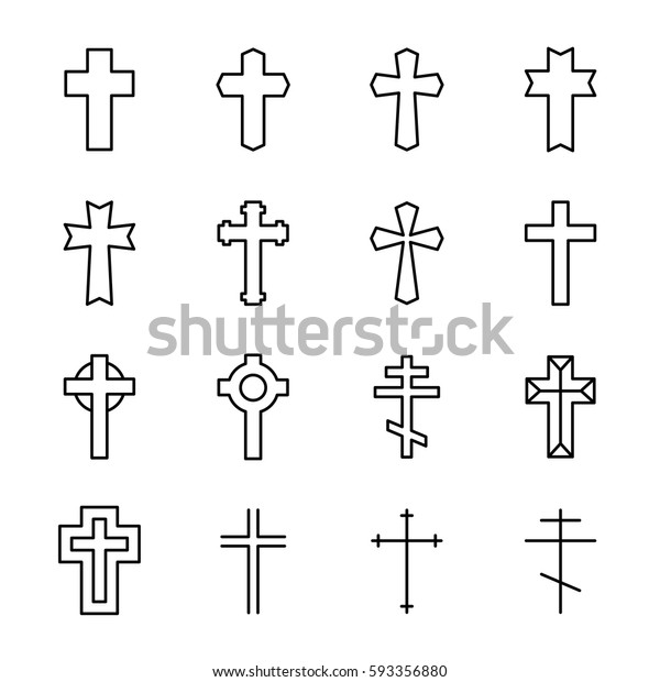 Set Christian Cross Modern Thin Line Stock Vector (Royalty Free ...