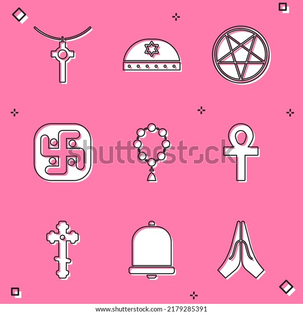 Set Christian Cross On Chain Jewish Stock Vector (Royalty Free ...
