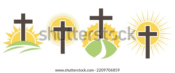 Set Christian Cross On Sun Vector Stock Vector (Royalty Free ...