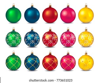 Set Christmas Balls Different Colors Stock Vector (Royalty Free ...