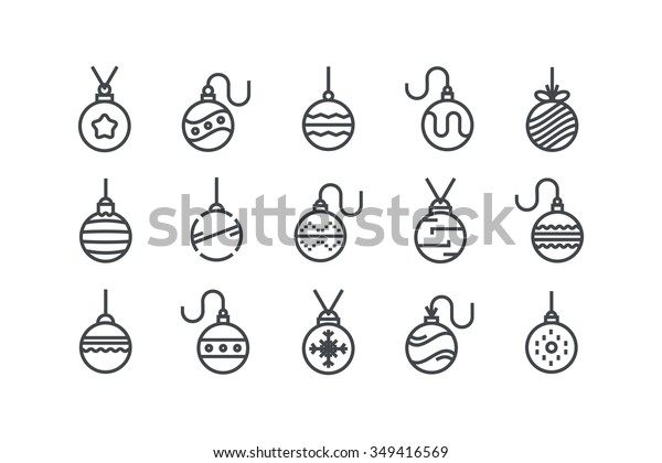 Set Christmas Balls Icon Line Art Stock Vector (Royalty Free) 349416569