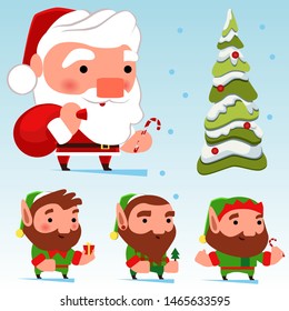 Set Christmas Characters Christmas Tree Santa Stock Vector (Royalty ...