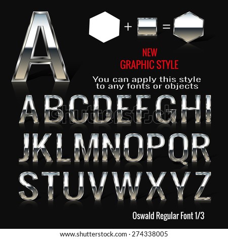 Set Chrome Letters Chrome Graphic Style Stock Vector (Royalty Free ...