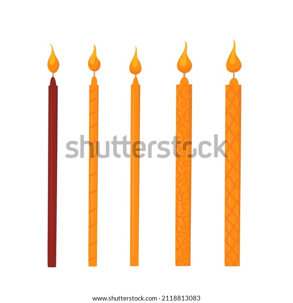 Set Church Candles Burning Candles Vector Stock Vector (Royalty Free ...