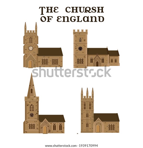 Set Churches England Vector Illustration Stock Vector (Royalty Free ...
