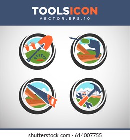 Set Circle Icons Tools Vector Illustration Stock Vector (Royalty Free ...