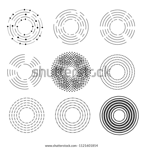 Set Circles Variety Styles Circular Lines Stock Vector (Royalty Free ...