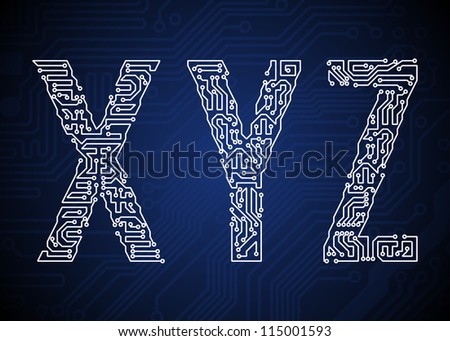 Set Circuit Board Style Letters Stock Vector (Royalty Free) 115001593 ...