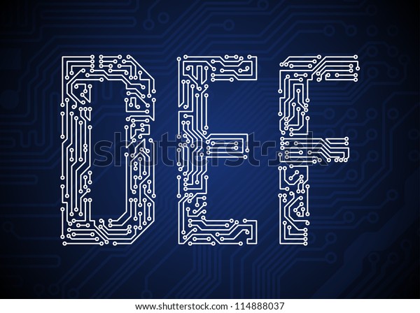 Set Circuit Board Style Letters Stock Vector (Royalty Free) 114888037