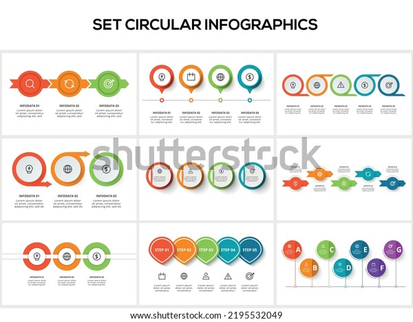 Set Circular Infographic 3 4 5 Stock Vector (Royalty Free) 2195532049 ...