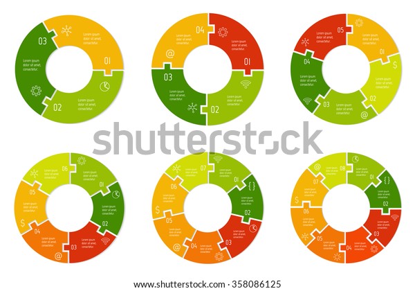 Set Circular Puzzle Infographic Diagrams Vector Stock Vector (Royalty ...