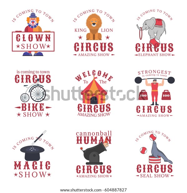 Set Circus Emblems Labels Badges Logos Stock Vector (Royalty Free ...