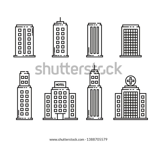 Set City Building Structure Towers Architecture: vector de stock (libre ...