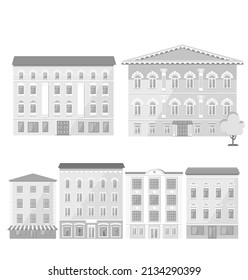 Set Classic Building Front View Isolated Stock Vector (Royalty Free ...