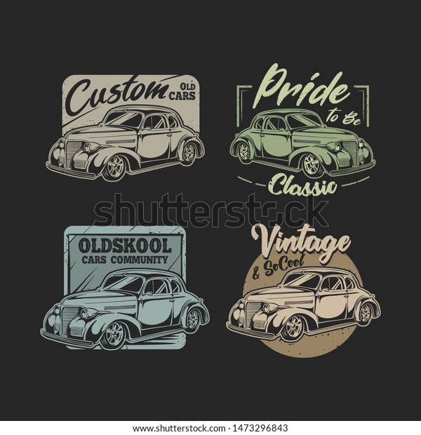 Set Classic Car Vector Illustration Stock Vector (Royalty Free ...