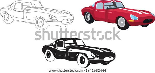 Set Classic Racing Coupe Car Vector Stock Vector (Royalty Free ...